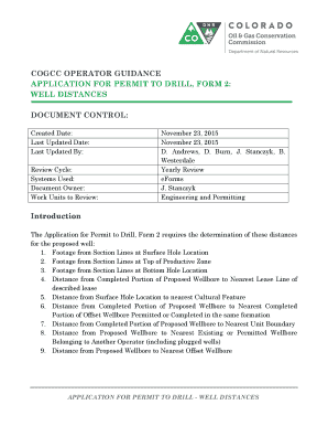 Fillable Online cogcc state co APPLICATION FOR PERMIT TO DRILL, FORM 2 ...