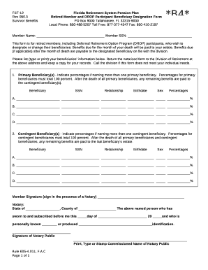 FST-12Florida Retirement System Pension Plan template Doc Template ...