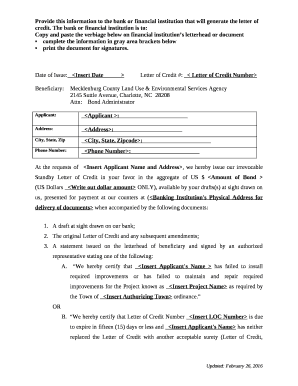 Date of Issue:Letter of Credit #: Letter of Credit Number template Doc ...