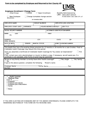 to be completed by Employee and Returned to Kerr County HR template Doc ...