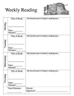 Fillable Online Weekly Reading Fax Email Print - pdfFiller