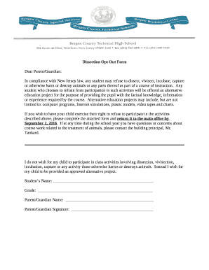 Dissection Opt Out template Doc Template | pdfFiller