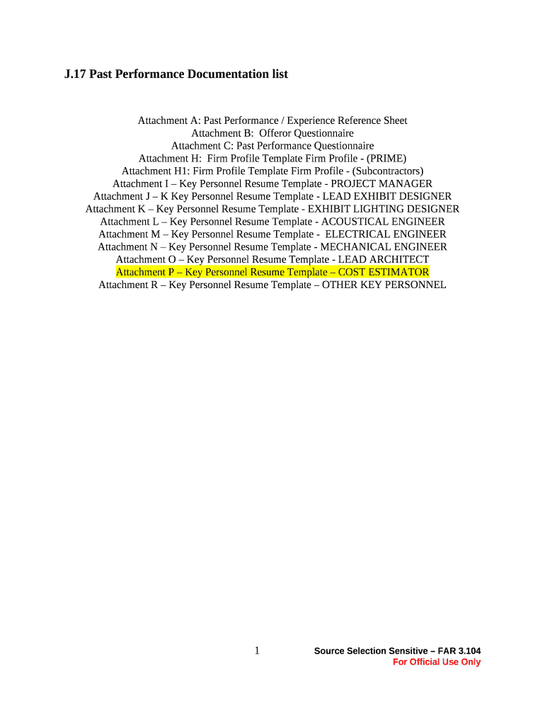 17 Past Perance Documentation list Doc Template | pdfFiller
