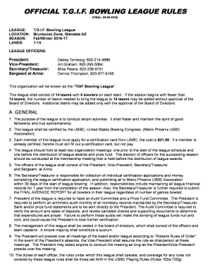 Fillable Online BOWLING LEAGUE RULES Fax Email Print - pdfFiller