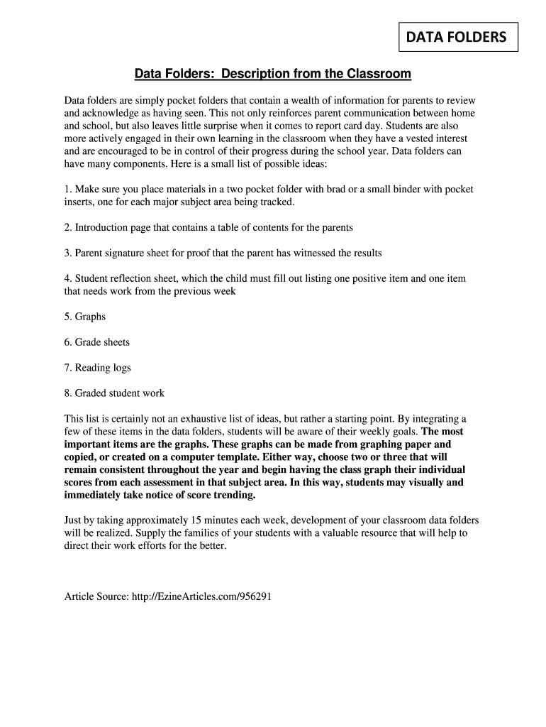 Fillable Online Data Folders: Description from the Classroom Fax Email ...