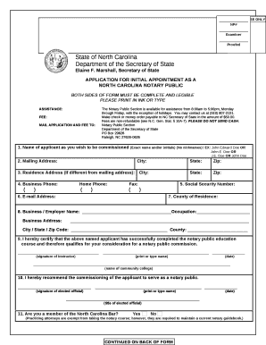 NORTH CAROLINA NOTARY PUBLIC template Doc Template | pdfFiller