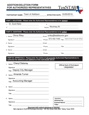 Fillable Online ADDITION/DELETION FORM Fax Email Print - pdfFiller