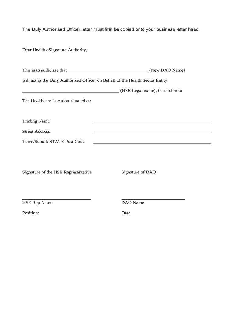 The Duly Authorised Officer letter must first be copied onto your ...