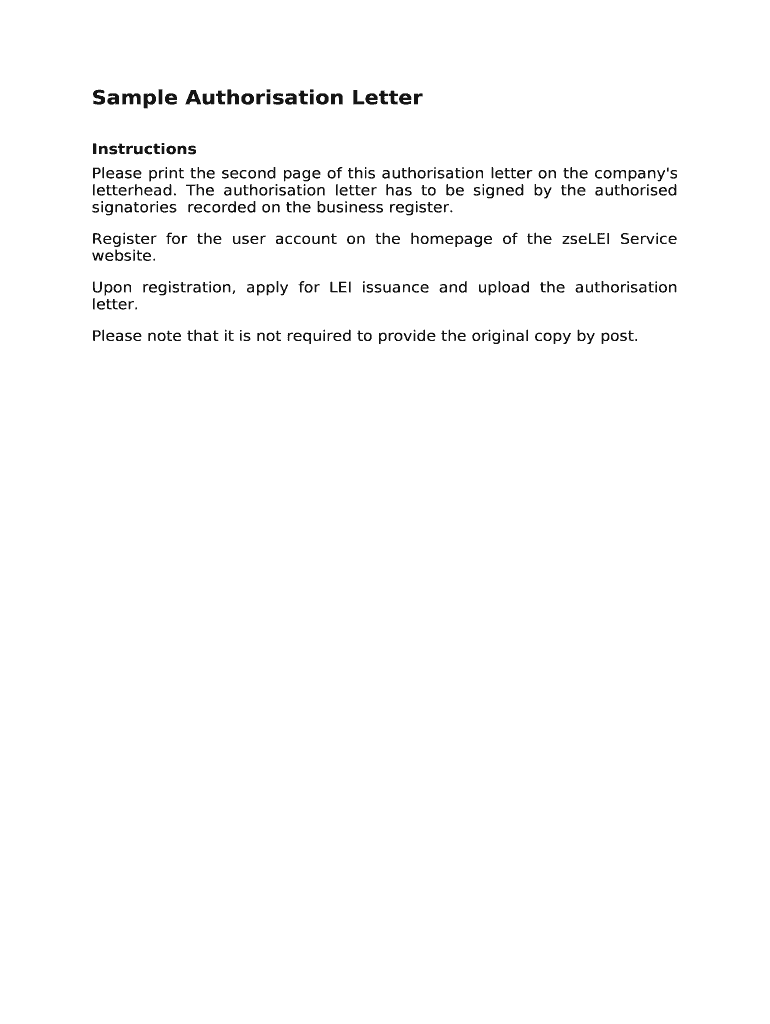 Sample Authorisation Letter Doc Template | pdfFiller