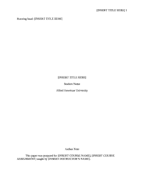Running head: INSERT TITLE HERE template - student allied Doc Template | pdfFiller