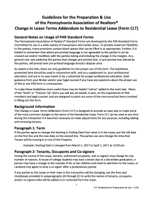 Change In Lease Terms Addendum To Residential Lease - Fill Online ...