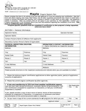 Maple Organic System Plan template Doc Template | pdfFiller