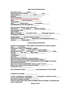 New Home Questionnaire Doc Template | pdfFiller