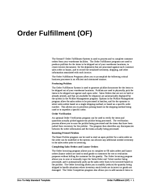 Order Fulfillment (OF) Doc Template | pdfFiller