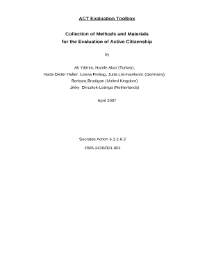 ACT Evaluation Toolbox template Doc Template | pdfFiller