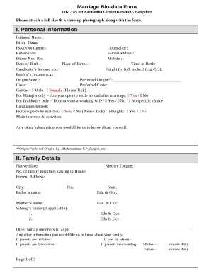 Marriage Bio-data Doc Template | pdfFiller
