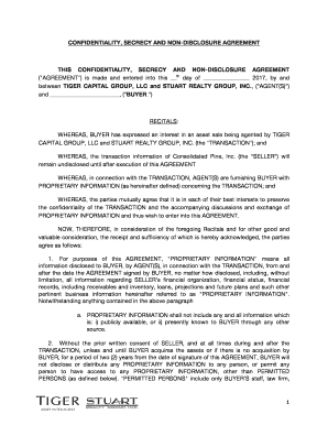 Fillable Online CONFIDENTIALITY, SECRECY AND NON-DISCLOSURE AGREEMENT Fax Email Print - pdfFiller