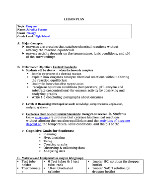 Topic: Enzymes template Doc Template | pdfFiller