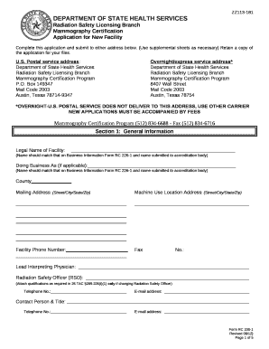 Mammography Certification Doc Template | pdfFiller