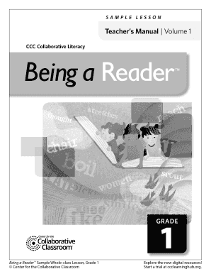 Fillable Online Being a Reader Sample Whole-class Lesson, Grade 1 Fax ...