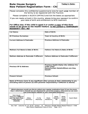 Bute House Surgery template Doc Template | pdfFiller