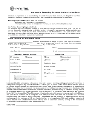Fillable Online Automatic Recurring Payment Authorization Form Fax Email Print - pdfFiller