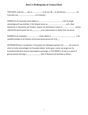 Deed in Redemption of Ground Rent Doc Template | pdfFiller