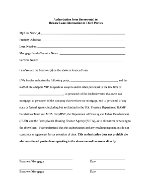 Authorization from Borrower(s) to Doc Template | pdfFiller