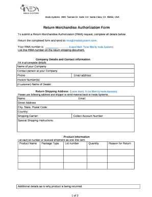 To submit a Return Merchandise Authorization (RMA) request, complete ...