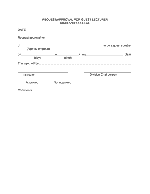 REQUEST/APPROVAL FOR GUEST LECTURER template Doc Template | pdfFiller