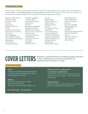 Fillable Online OPTIONAL RESUME SECTIONS Fax Email Print - pdfFiller