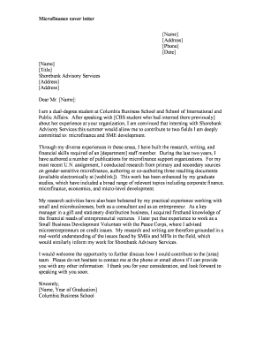 Fillable Online Microfinance cover letter Fax Email Print - pdfFiller