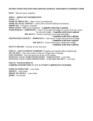 Instructions for FEMA Preliminary Damage Assessment Summary Doc ...