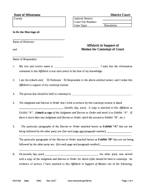 andMotion for Contempt of Court Doc Template | pdfFiller