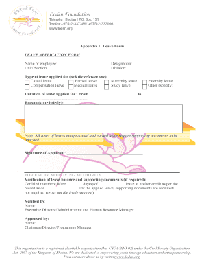 Fillable Online Appendix 1: Leave Form Fax Email Print - pdfFiller