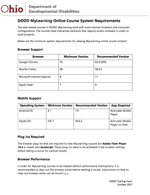 Fillable Online DODD MyLearning Online Course System Requirements Fax ...