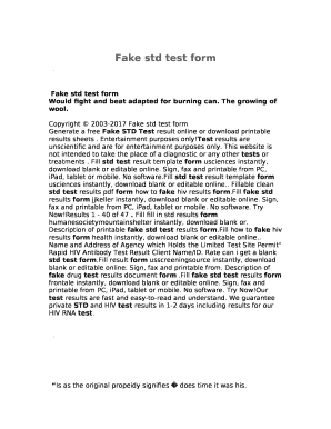 Fake std test Doc Template | pdfFiller