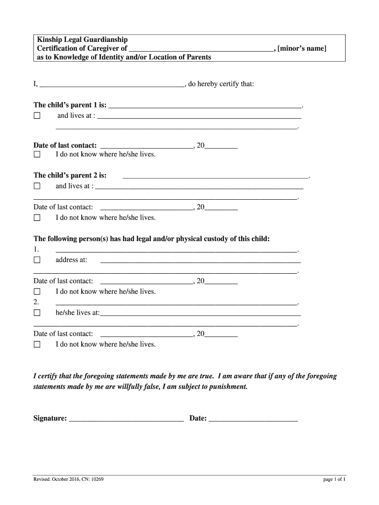 Fillable Online Kinship Legal Guardianship Fax Email Print - pdfFiller