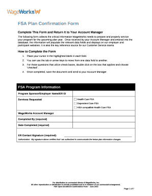 FSA Plan Confirmation Doc Template | pdfFiller