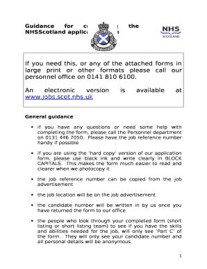 Guidance for completing the NHSScotland application Doc Template | pdfFiller