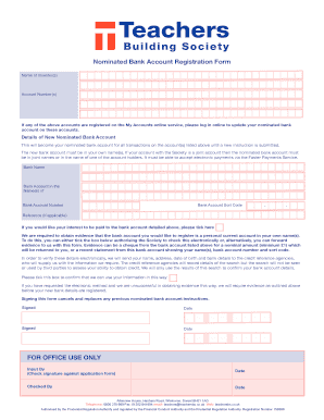 Fillable Online Nominated Bank Account Registration Form Fax Email ...