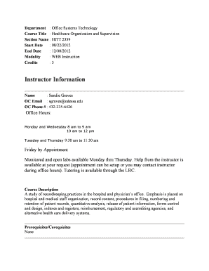 Fillable Online Department : Office Systems Technology Fax Email Print ...