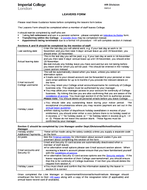 Please read these Guidance Notes before completing the leavers below ...