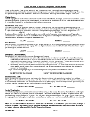 Fillable Online Chase Animal Hospital: Surgical Consent Form Fax Email ...