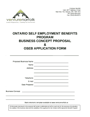ONTARIO SELF EMPLOYMENT BENEFITS PROGRAM Doc Template | pdfFiller
