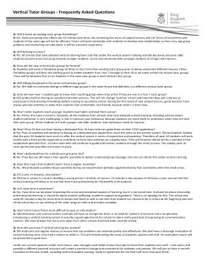 Fillable Online Vertical Tutor Groups - Frequently Asked Questions Fax ...