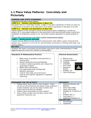 1 Place Value Patterns:Concretely and Pictorially Doc Template | pdfFiller