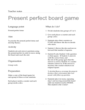 Fillable Online Present perfect board game Fax Email Print - pdfFiller