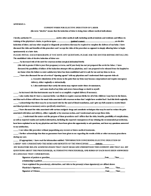 CONSENT FOR ELECTIVE INDUCTION OF LABOR Doc Template | pdfFiller