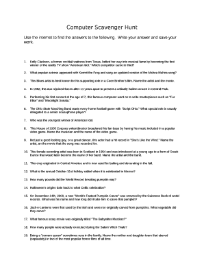 Computer Scavenger Hunt Doc Template | pdfFiller